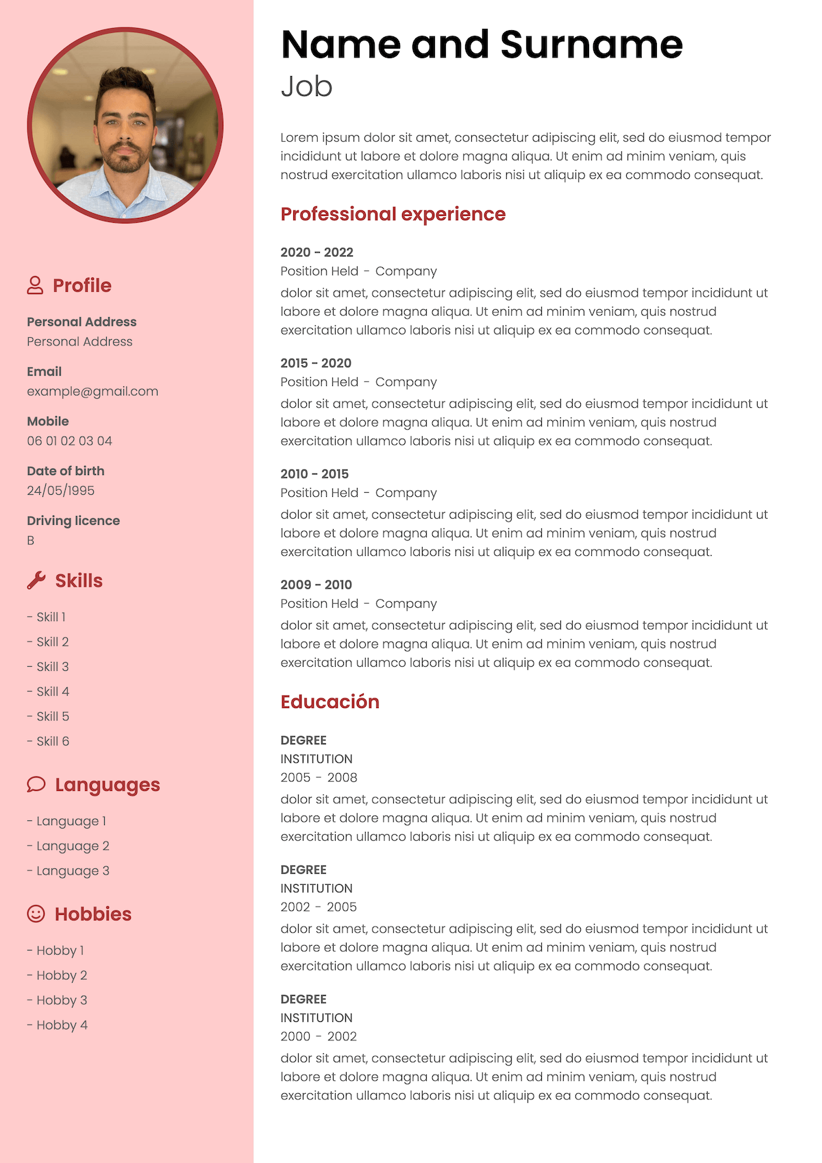 Creative CV Template To Download Online In PDF Format