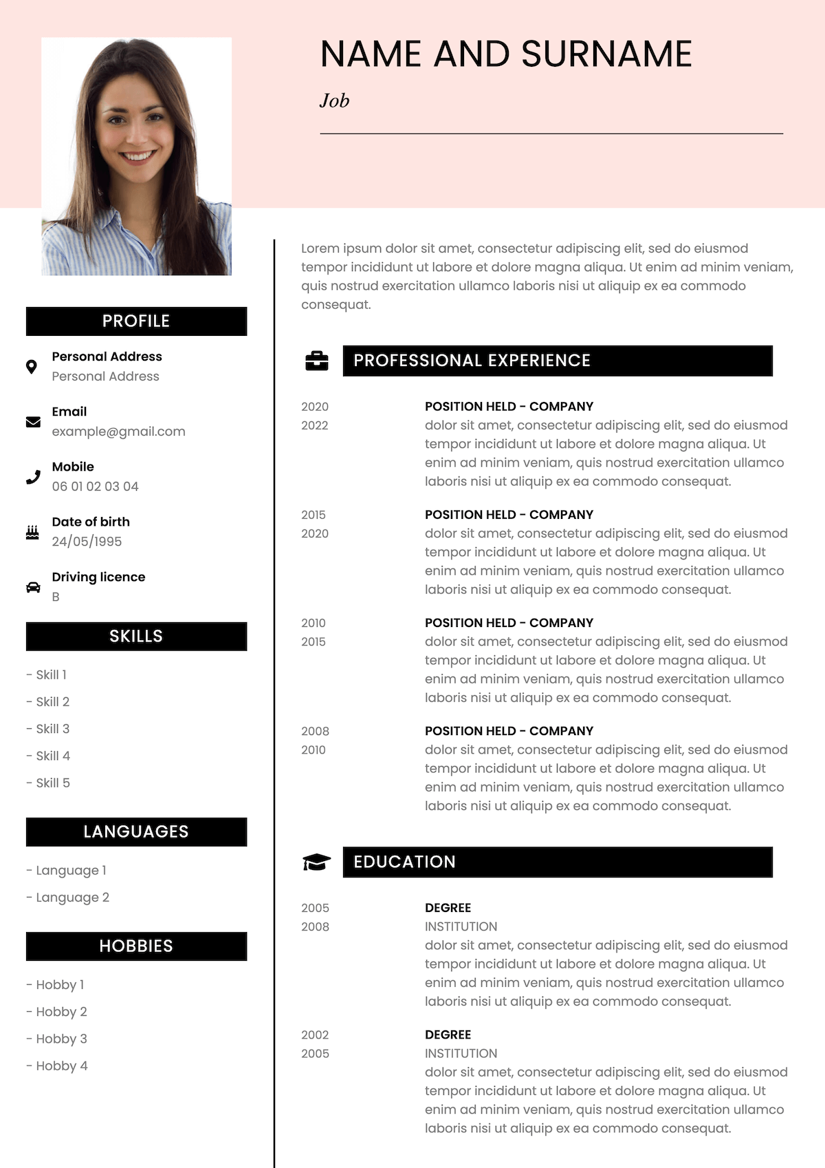 Free CV Template UK Example Customizable In Word Format 50 OFF